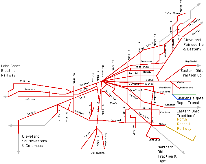 CLEVELAND STREETCARS - 1925